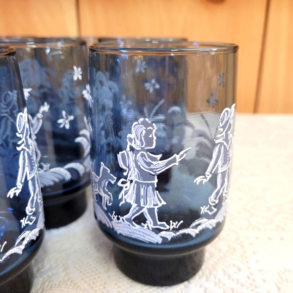 Vintage | Dining | Vintage Mary Gregory Design Blue Glass Drink Glasses ...